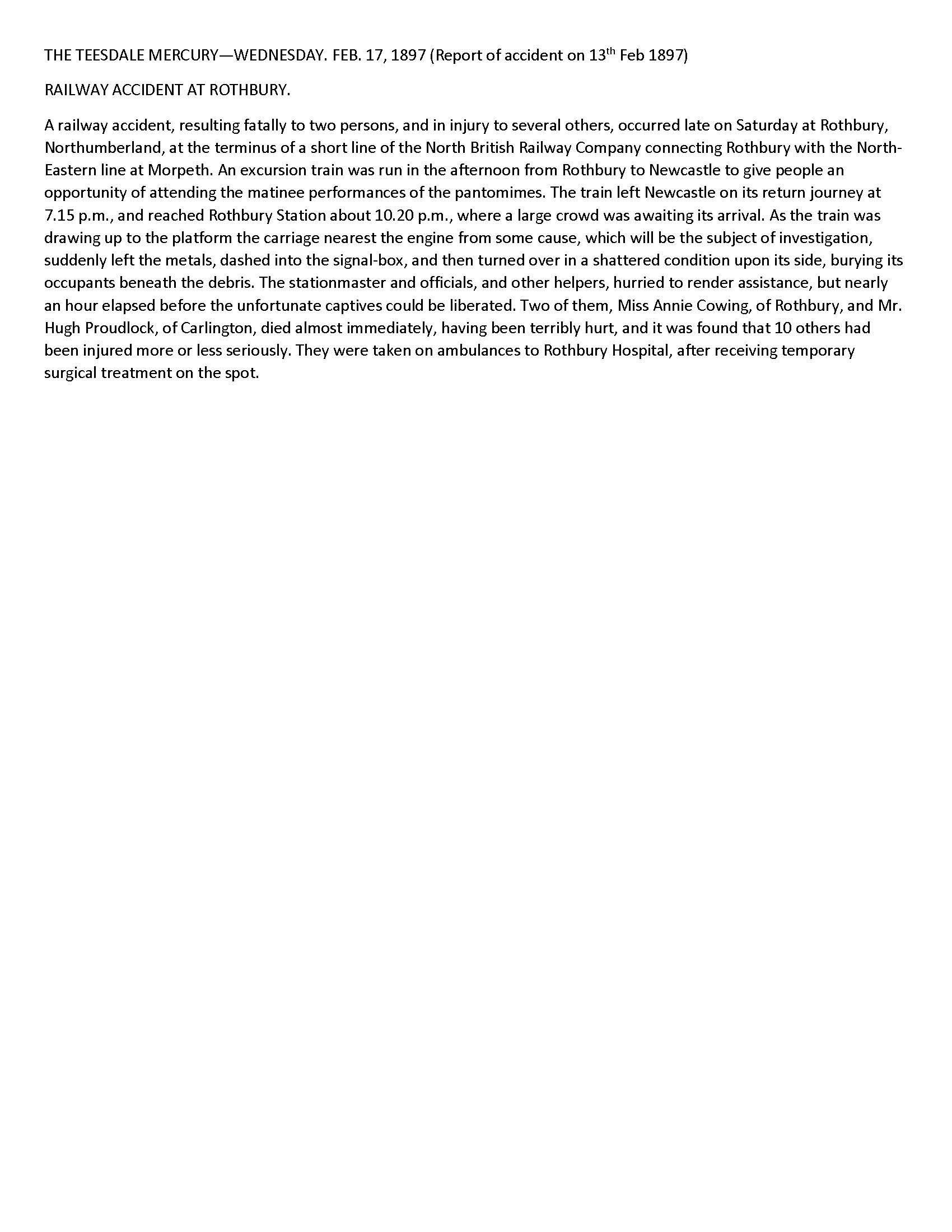 The Rothbury Branch Line: A Short History | Rothbury and Coquetdale ...
